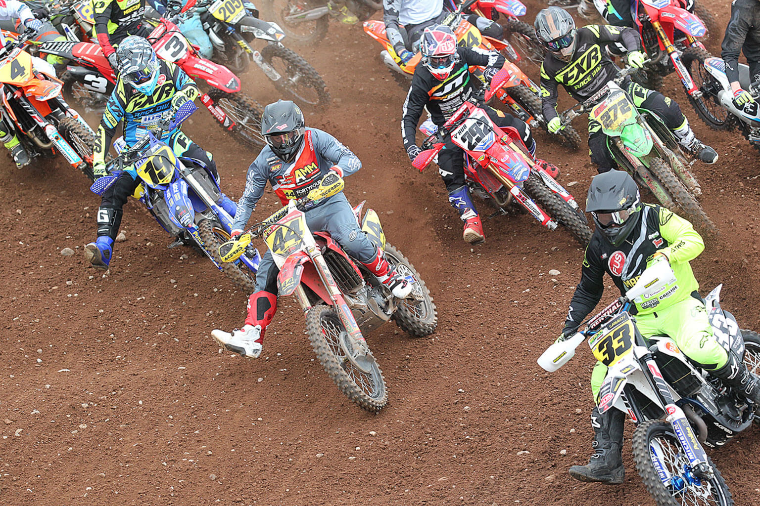 MX1 moto two action as AshleyGreedy(33) gets the holeshot ahead of Luke ...
